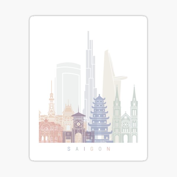 "SAIGON SKYLINE POSTER PASTEL" Sticker for Sale by paulrommer | Redbubble