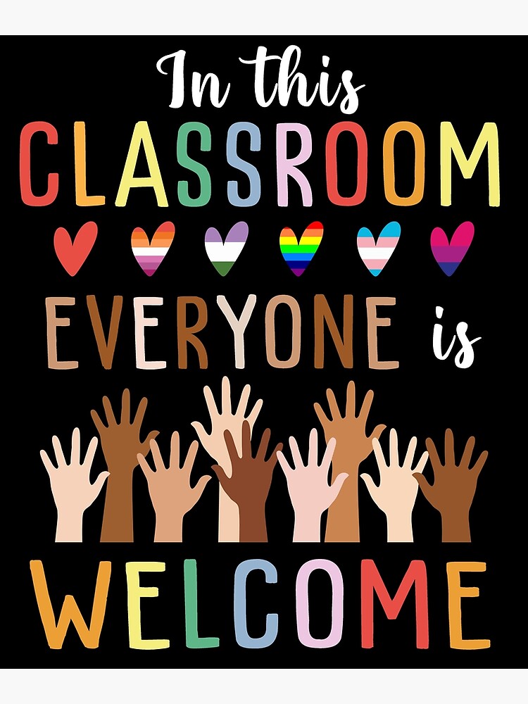 Póster «En este salón de clases, todos son bienvenidos, divertidos ...