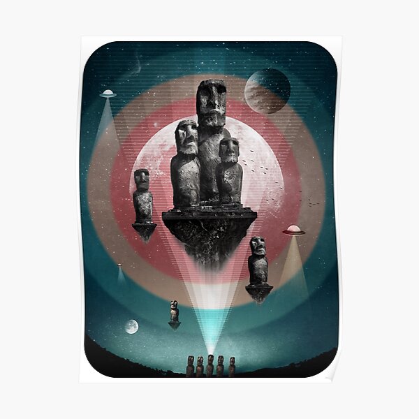"Ancient Moai statues, Easter Island" Poster for Sale by ArteeHeartArt ...