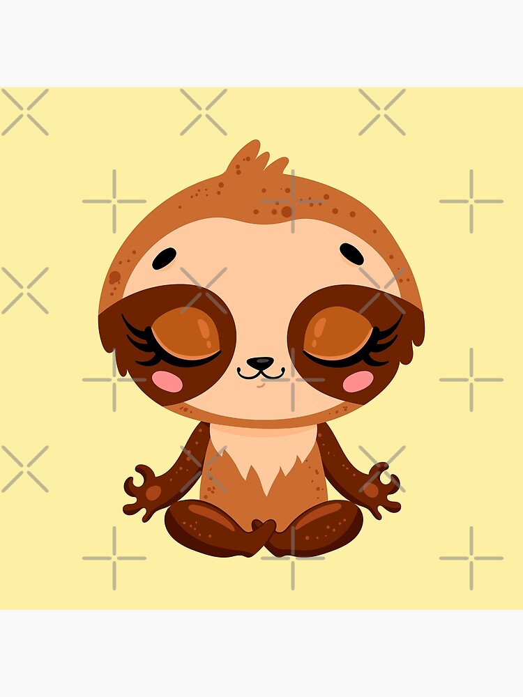 "Cute Sloth Doing Yoga Pose Illustration" Poster for Sale by ...