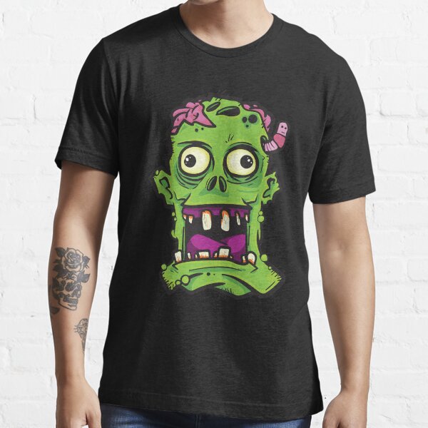 "Zombie Face Brain Worms Maggots Scary Halloween Drawing" T-shirt for ...