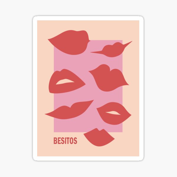 "Besitos, Red lips, Kiss, Y2K decor, Retro poster, Fashion decor, Pink ...