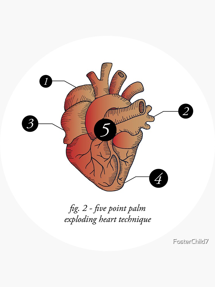 "Five Point Palm Exploding Heart Technique" Sticker for Sale by ...
