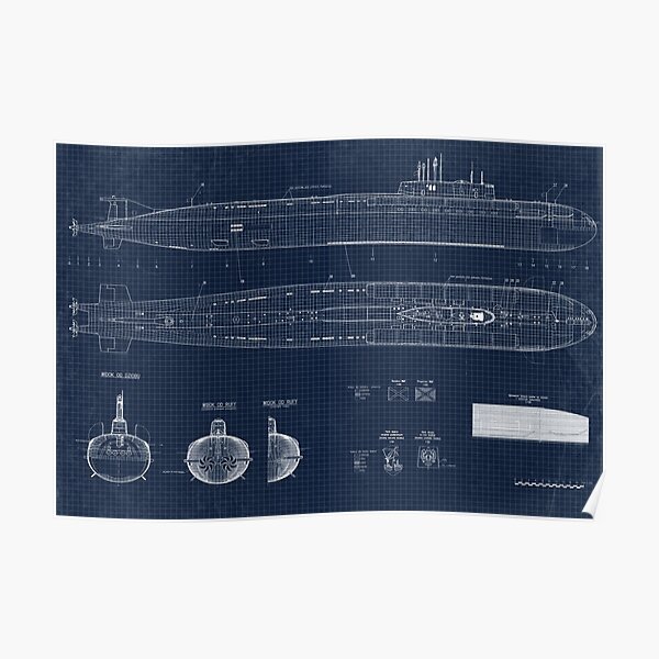 "Russian submarine Blueprint" Poster for Sale by theblackWolf51 | Redbubble