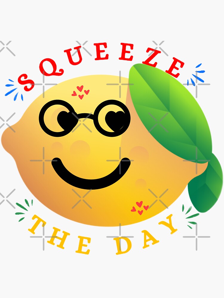 "Squeeze the Day Funny Lemon Cute Kawaii Design" Sticker for Sale by ...