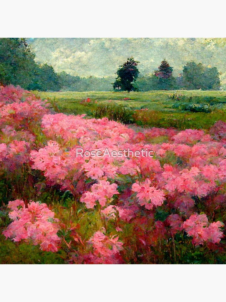"Dreamy fields of azaleas" Sticker for Sale by RoseAesthetic | Redbubble