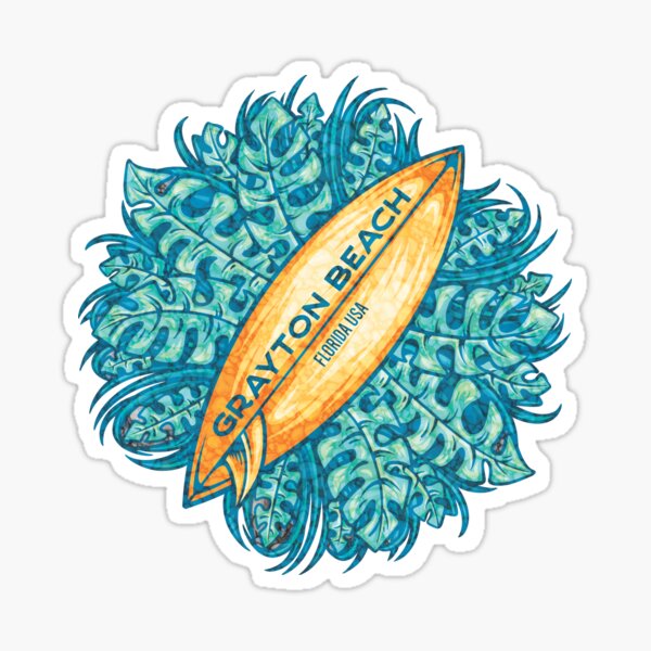 "Grayton Beach Tropical Surboard" Sticker for Sale by LanikaiBeach ...