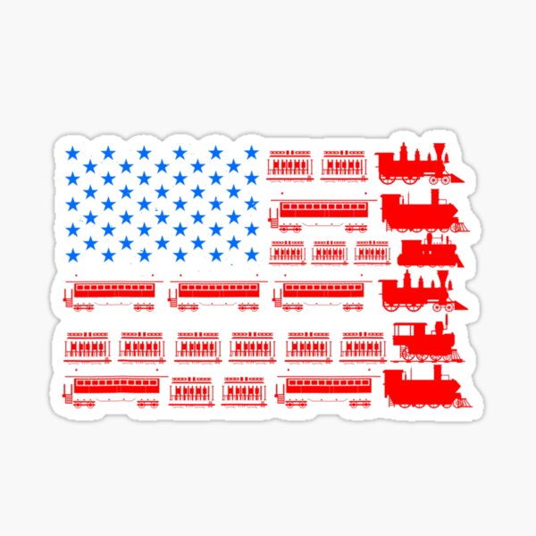 "Great Train Lover Design Model Trains United States Flag" Sticker for ...