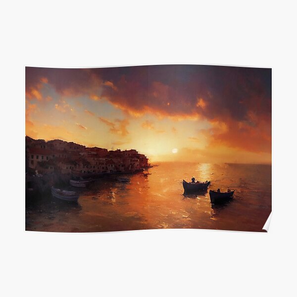 "Sunset on the Italian Riviera" Poster for Sale by ErianAndre | Redbubble