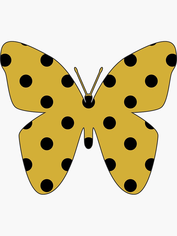 "Black and Gold Polka Dot Butterfly" Sticker for Sale by ...