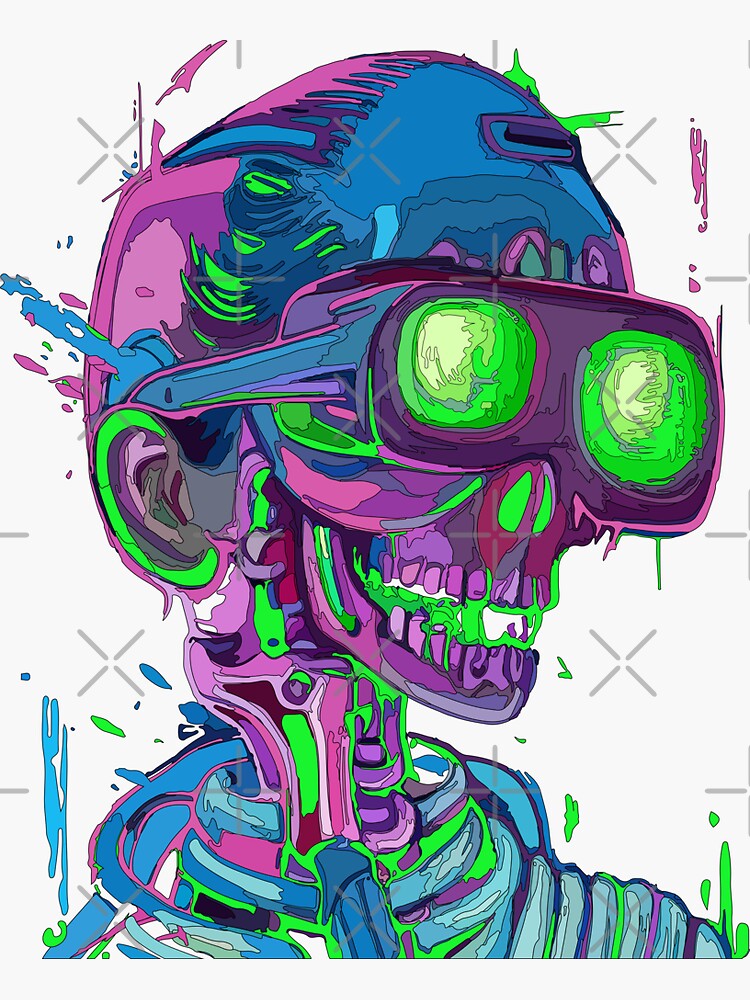"Electric Skull" Sticker for Sale by DistortedBrain | Redbubble