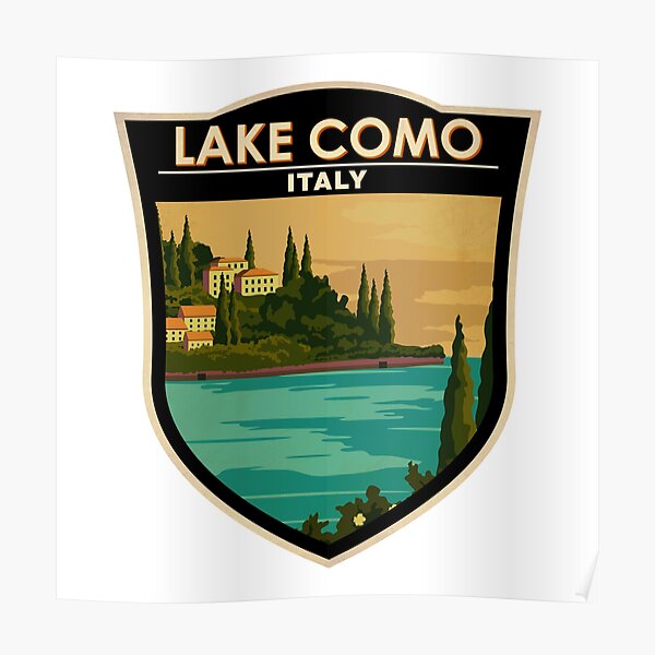 "Lake Como Italy Travel Badge" Poster for Sale by KrisSidDesigns ...