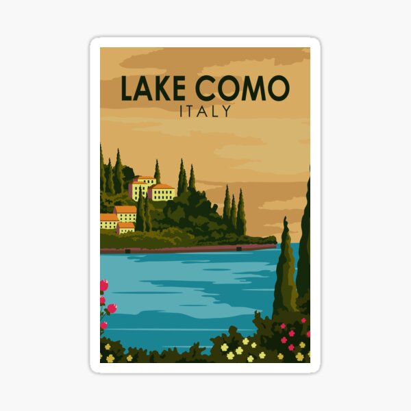 "Lake Como Italy Vintage" Sticker for Sale by KrisSidDesigns | Redbubble