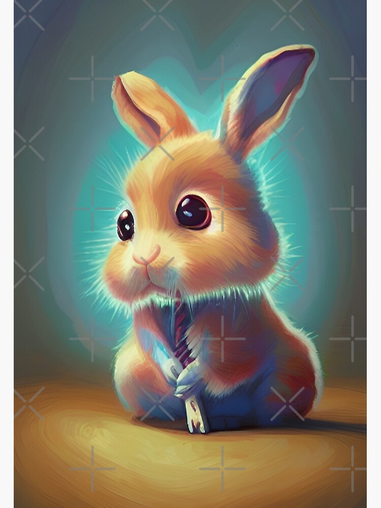 "Digital painting of a cute rabbit eating carrot." Poster for Sale by ...