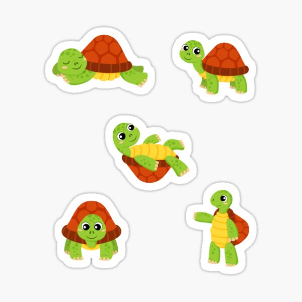 "Cute Turtle Sticker Pack 5 Pieces." Sticker for Sale by Animalian ...
