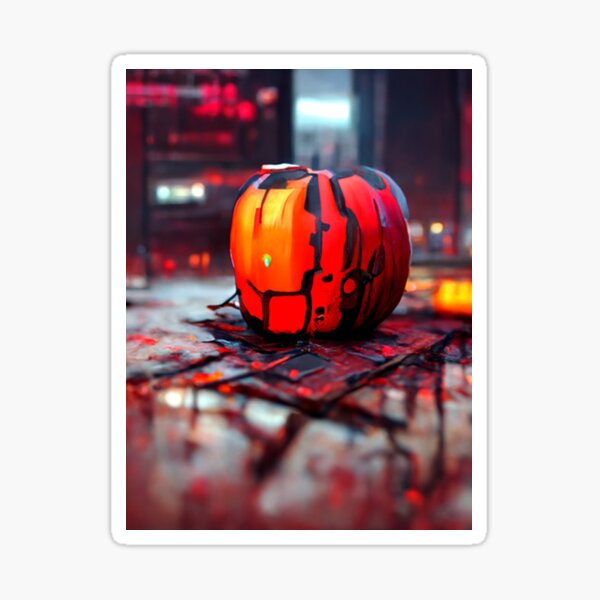 "Cyber Halloween Cybot Pumpkin" Sticker for Sale by CyberFantasy ...