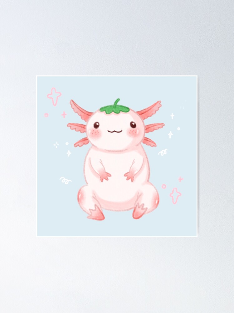 "Strawberry Axolotl " Poster for Sale by bebtoons | Redbubble