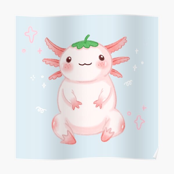 "Strawberry Axolotl " Poster for Sale by bebtoons | Redbubble