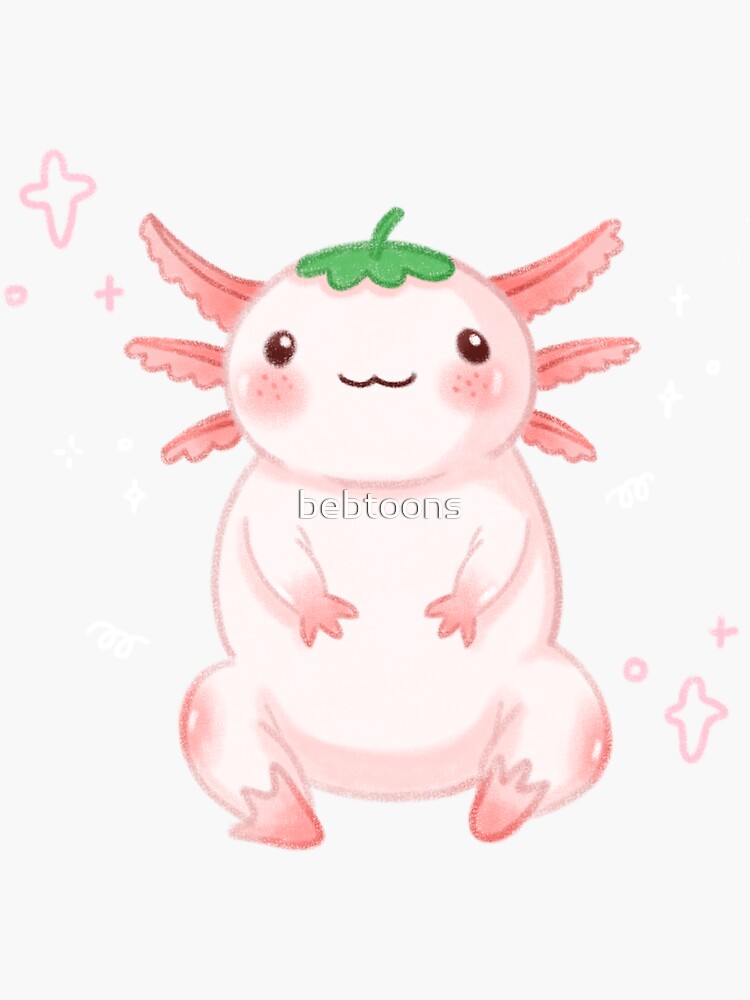 "Strawberry Axolotl " Sticker for Sale by bebtoons | Redbubble