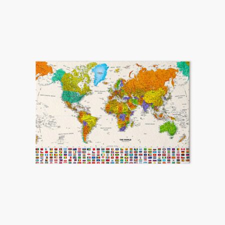 Lámina rígida «Mapa del mundo con banderas de países» de bestart88 ...