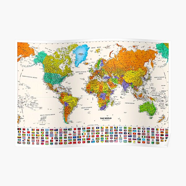 "Weltkarte mit Länderflaggen" Poster von bestart88 | Redbubble
