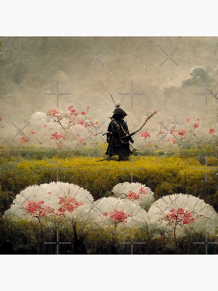 "samurai in a field of flowers" Sticker for Sale by AiFantasy | Redbubble