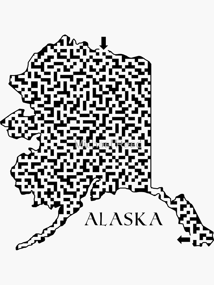 "Alaska State Outline Maze & Labyrinth" Sticker for Sale by gorff ...
