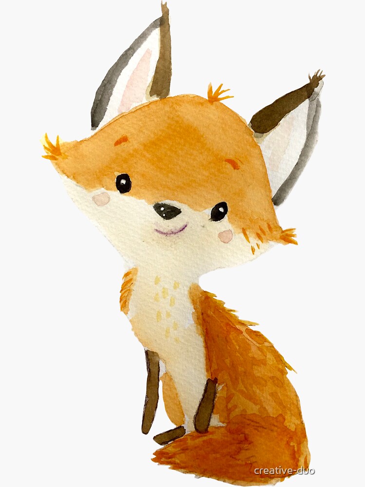 "Self-painted watercolor fox" Sticker for Sale by creative-duo | Redbubble