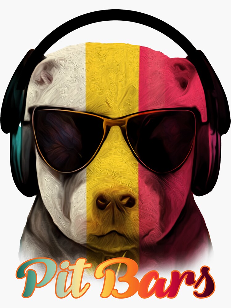 "Vintage Pitbull Rapper With Pit Bars Headphones" Sticker for Sale by ...