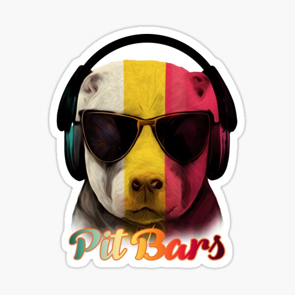 "Vintage Pitbull Rapper With Pit Bars Headphones" Sticker for Sale by ...