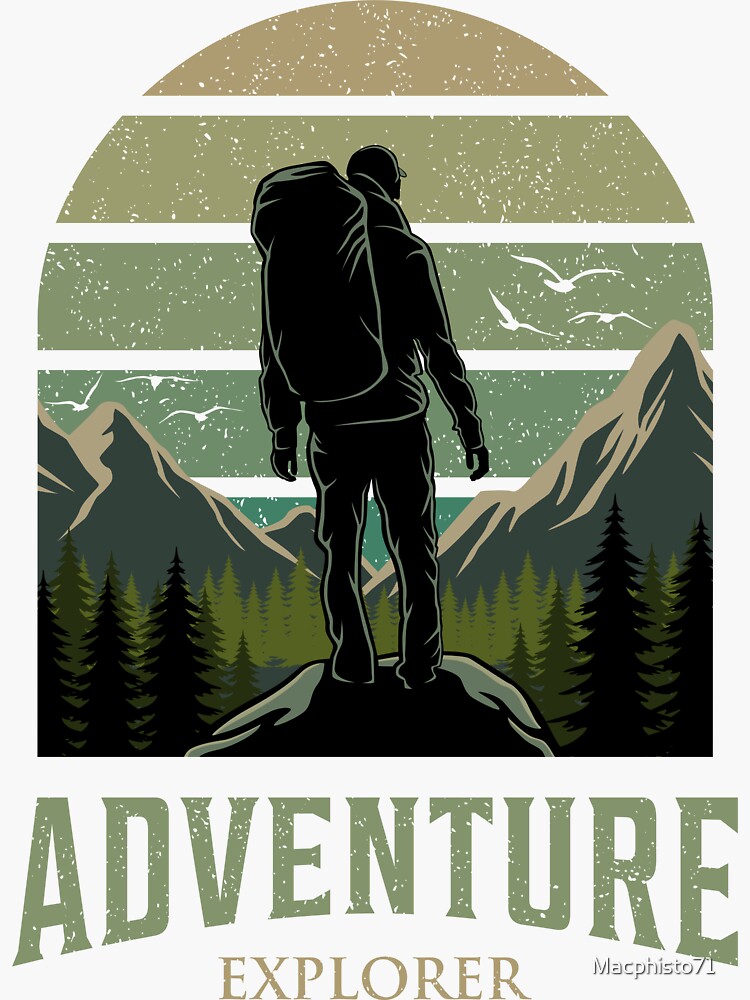 "Adventure explorer mountains nature lovers" Sticker for Sale by ...