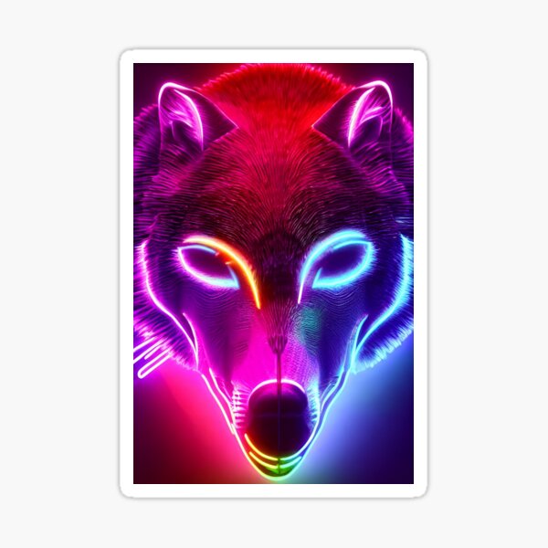 "Neon Lights Wolf" Sticker for Sale by Jrw-Design | Redbubble