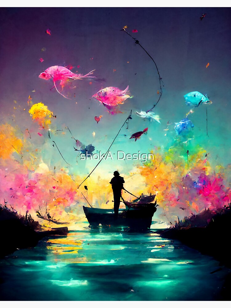 "Fishing Fantasy Art" Sticker for Sale by Ashokanim111 | Redbubble