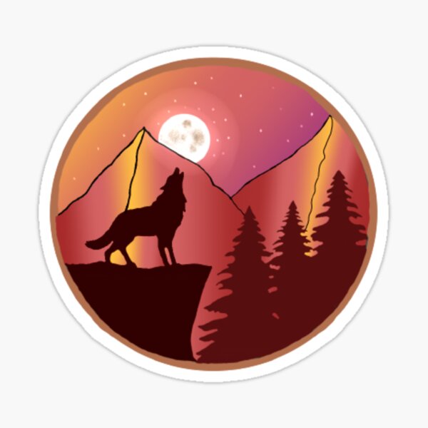 "Wolf singing under the full moon" Sticker for Sale by FlackesArt ...