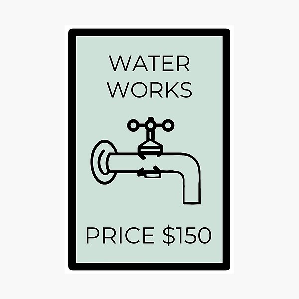 "Water Works Monopoly utilities card" Photographic Print for Sale by ...