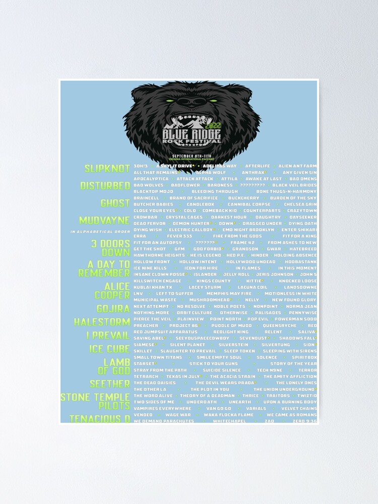 "Blue Ridge Rock Festival 2022 Line-Up" Poster for Sale by bonds69 ...
