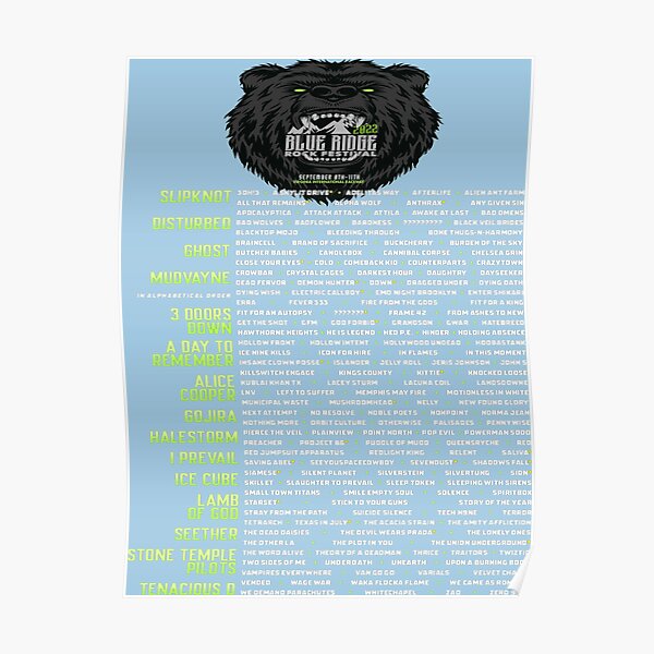 "Blue Ridge Rock Festival 2022 Line-Up" Poster for Sale by bonds69 ...