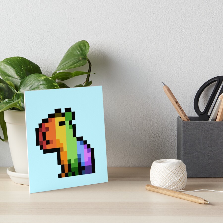 Smol Pixel Capybara Rainbow Art Board Print For Sale By Tofupixel Redbubble