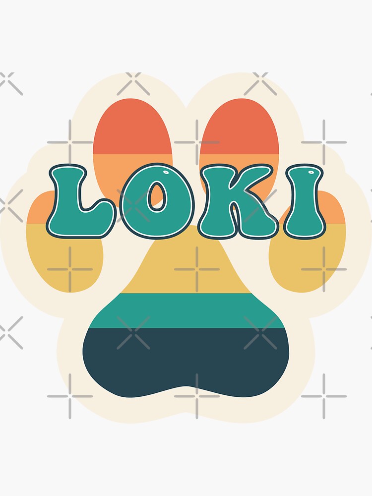 "Loki Dog Name Vintage Sunset Paw Prints on Cream - Loki Dog Name ...