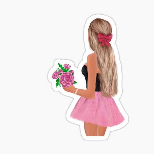 "Beautiful girl with long hair and a bow " Sticker for Sale by ...