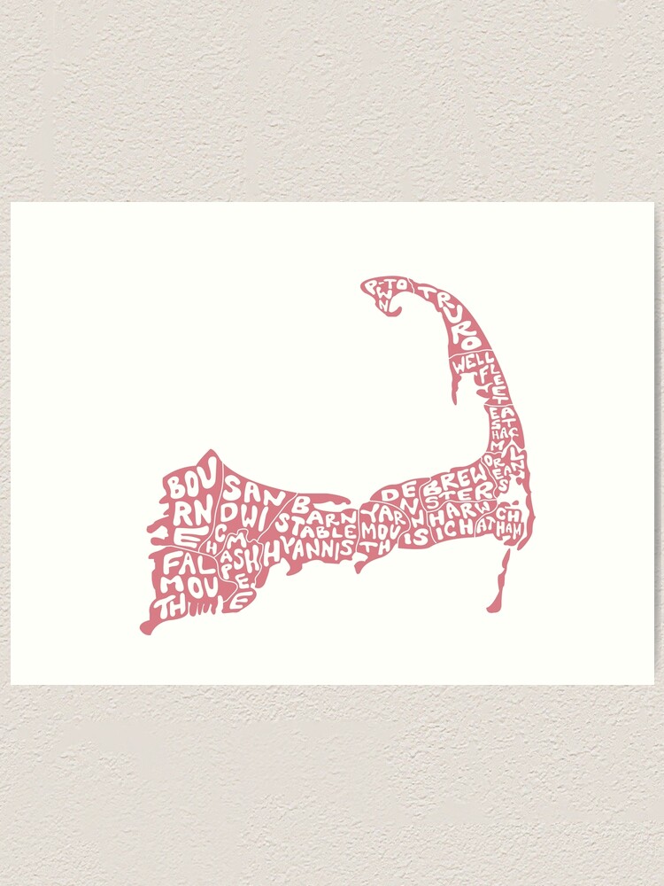 "Pink Cape Cod Hand Drawn Map" Art Print for Sale by laurenlabadini ...