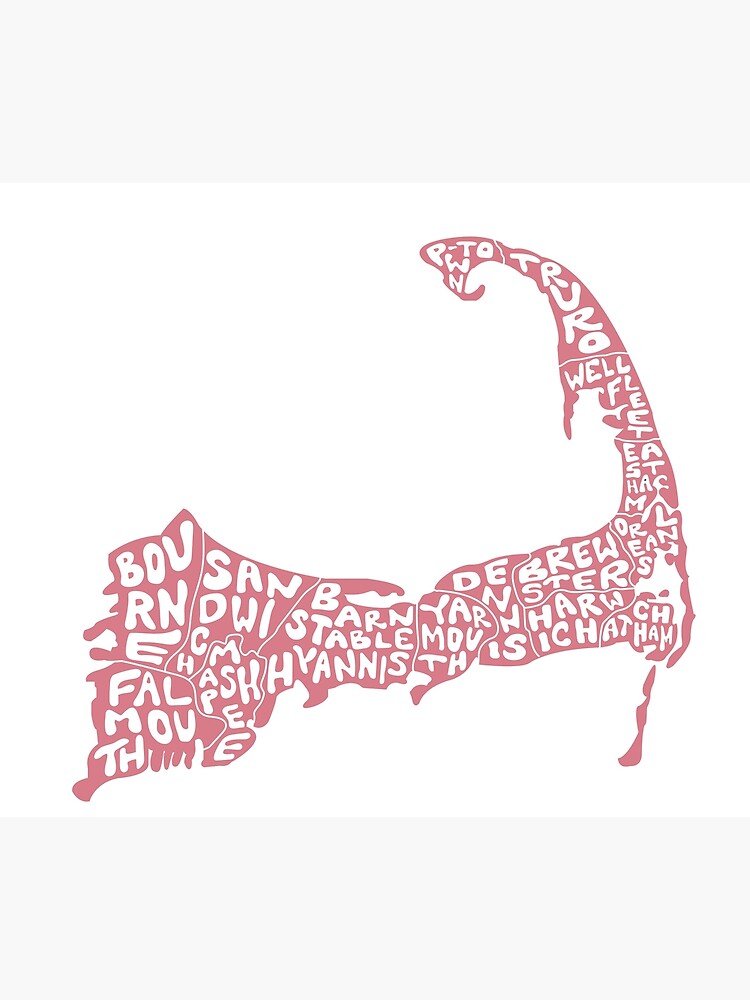 "Pink Cape Cod Hand Drawn Map" Art Print for Sale by laurenlabadini ...