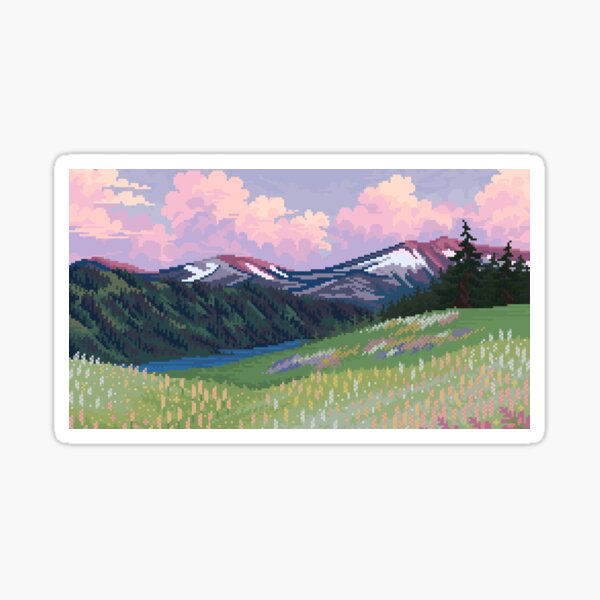 "Valley View Pixel Art" Sticker for Sale by yketen | Redbubble