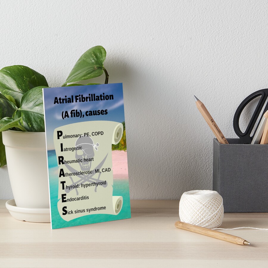 "Atrial Fibrillation (a Fib), Causes: PIRATES Medical Mnemonic" Art ...