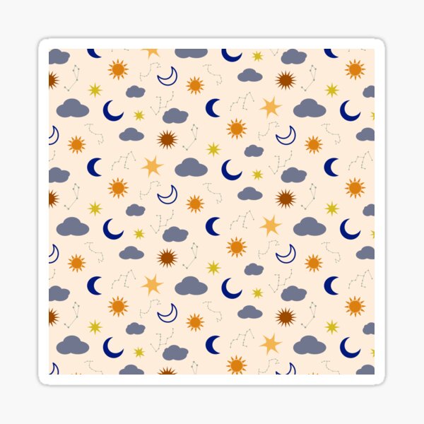 "Sky Pattern with the Moon, Sun, Clouds, Stars and Constellations on ...