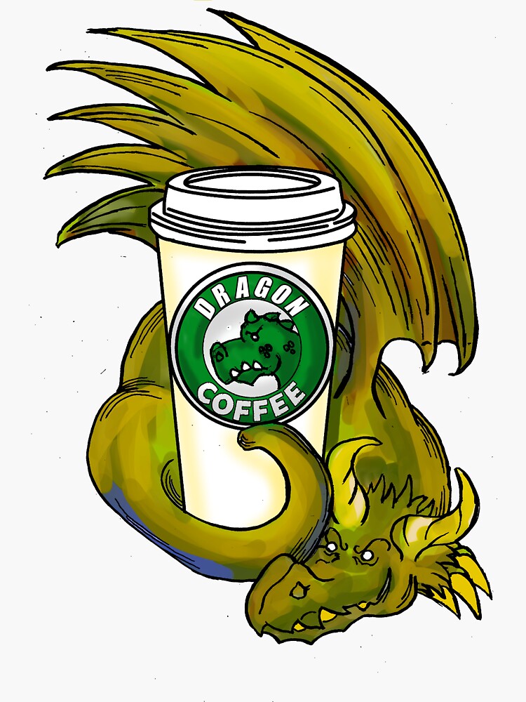 "Bronze Coffee Dragon" Sticker for Sale by Squishy-Dragon | Redbubble