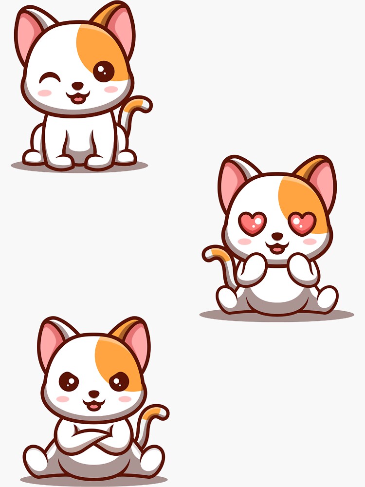 "White Cat Pack" Sticker for Sale by randmstickers | Redbubble