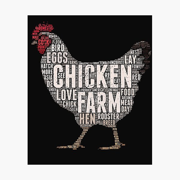 "Word Cloud Art Chicken" Photographic Print by Phoenix23 | Redbubble