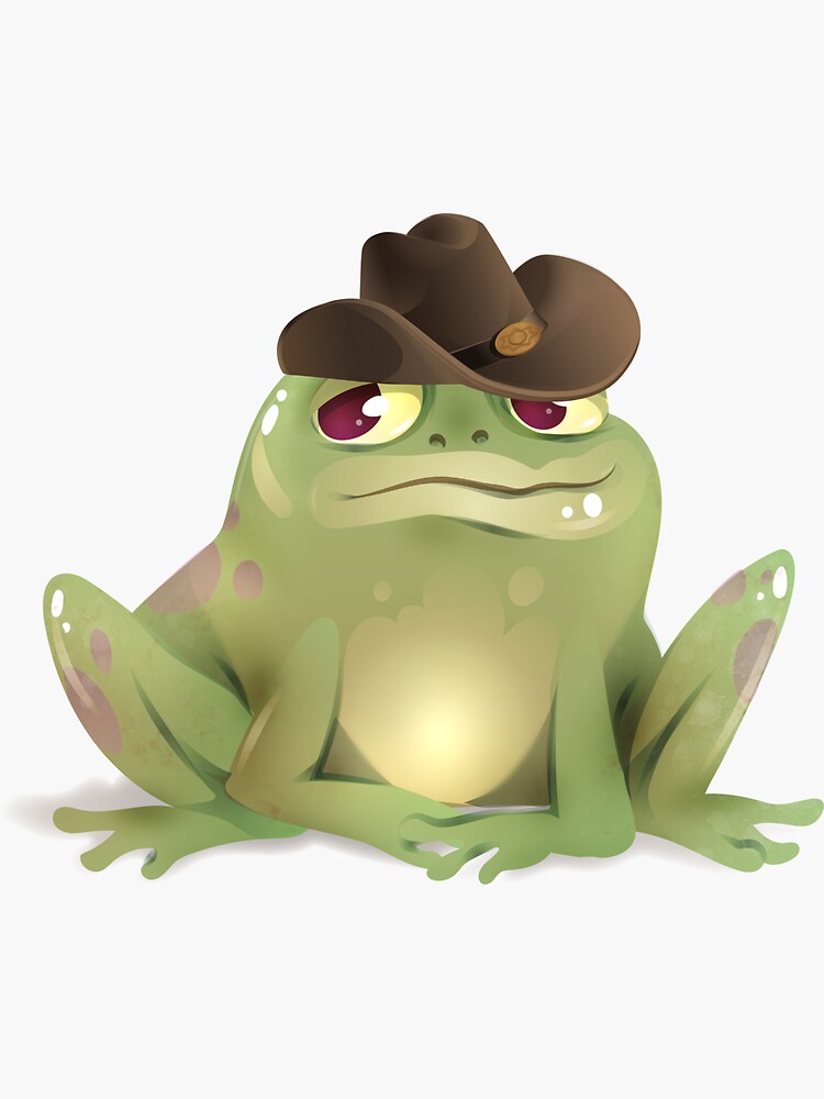"cute frog with a cowboy hat" Sticker for Sale by oumaki | Redbubble