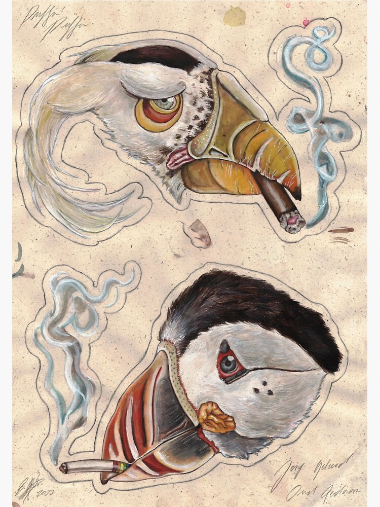 "puffin puffin - smoking puffins- poster- oud geleerd jong gedaan/as ...